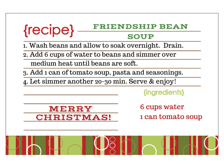 Friendship Bean Soup Mix in a Jar Gift