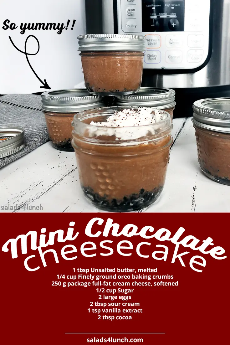 Mini Instant Pot Chocolate Cheesecakes - Salads for Lunch