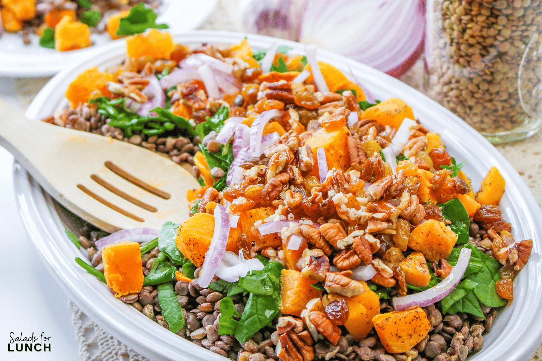 Thanksgiving Salad with Butternut Squash and Lentils » Salads for Lunch