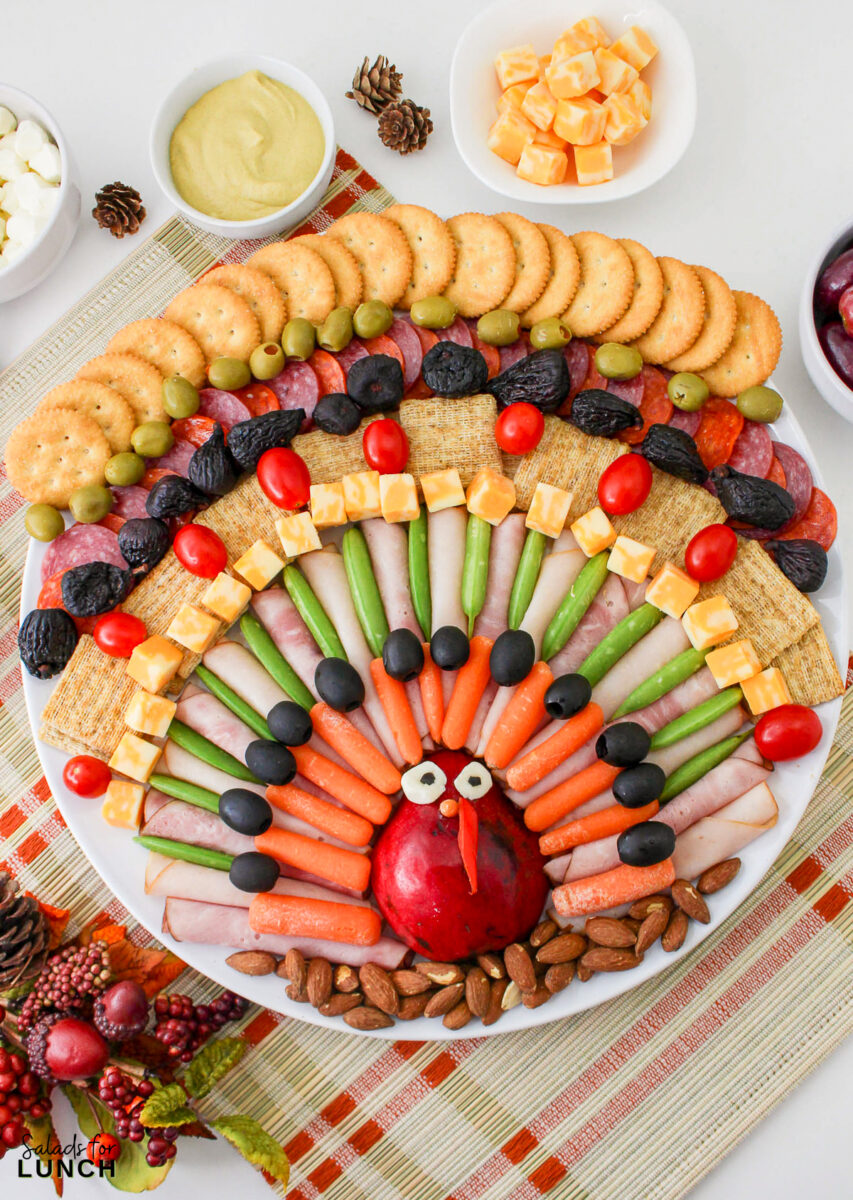 Cute Turkey Charcuterie Board Idea for Christmas or Thanksgiving