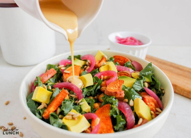 Cozy Vegan Fall Salad with Creamy Mustard Tahini Dressing